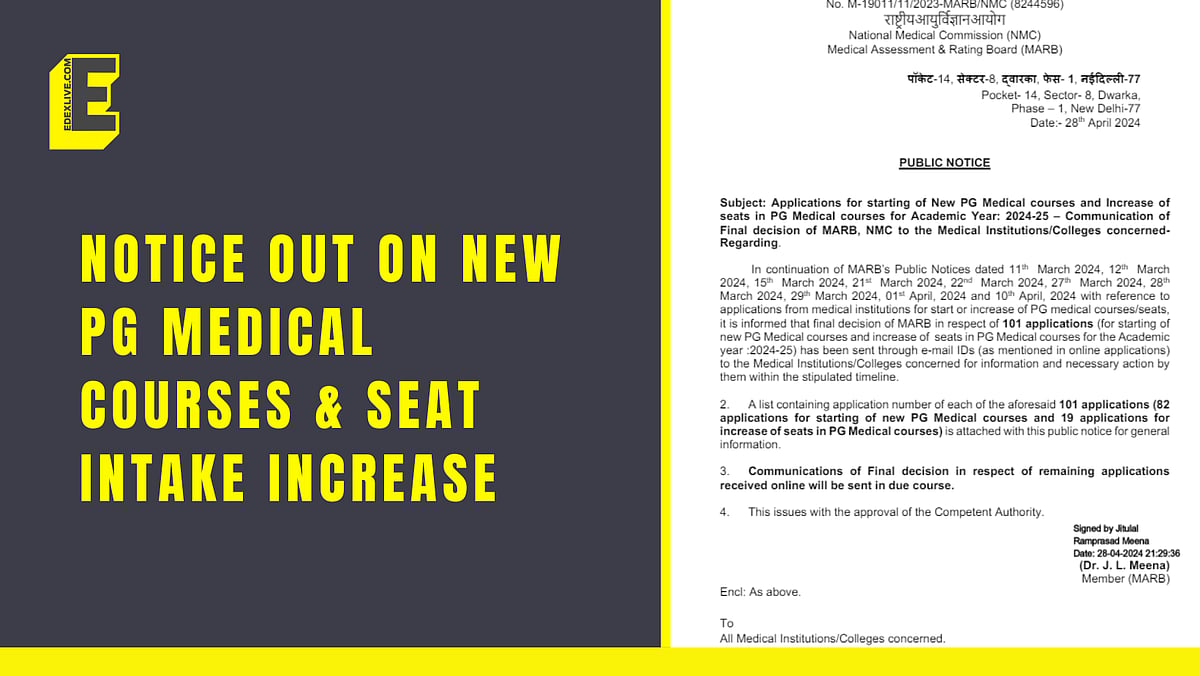 MARB announces decision on new PG medical courses and seat intake increase