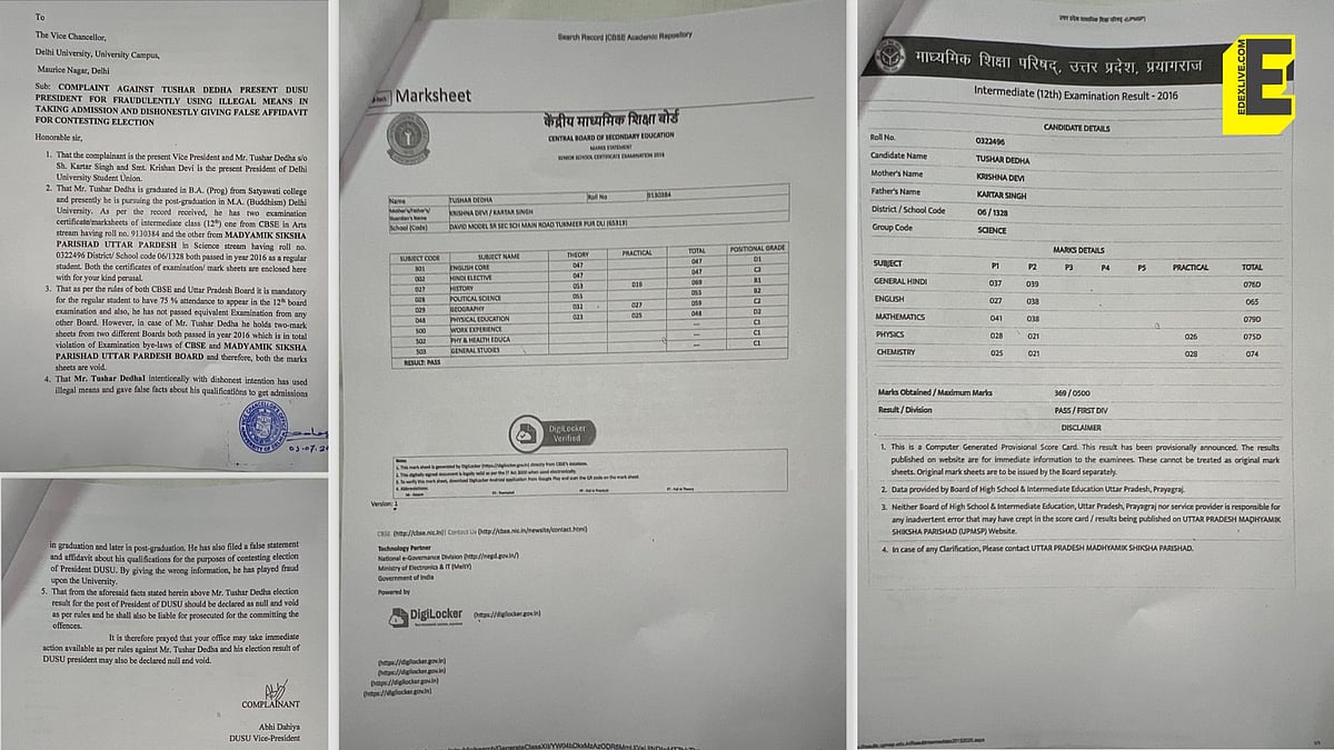 NSUI Accuses DUSU President Tushar Dedha of Using Fake Class XII Marksheet