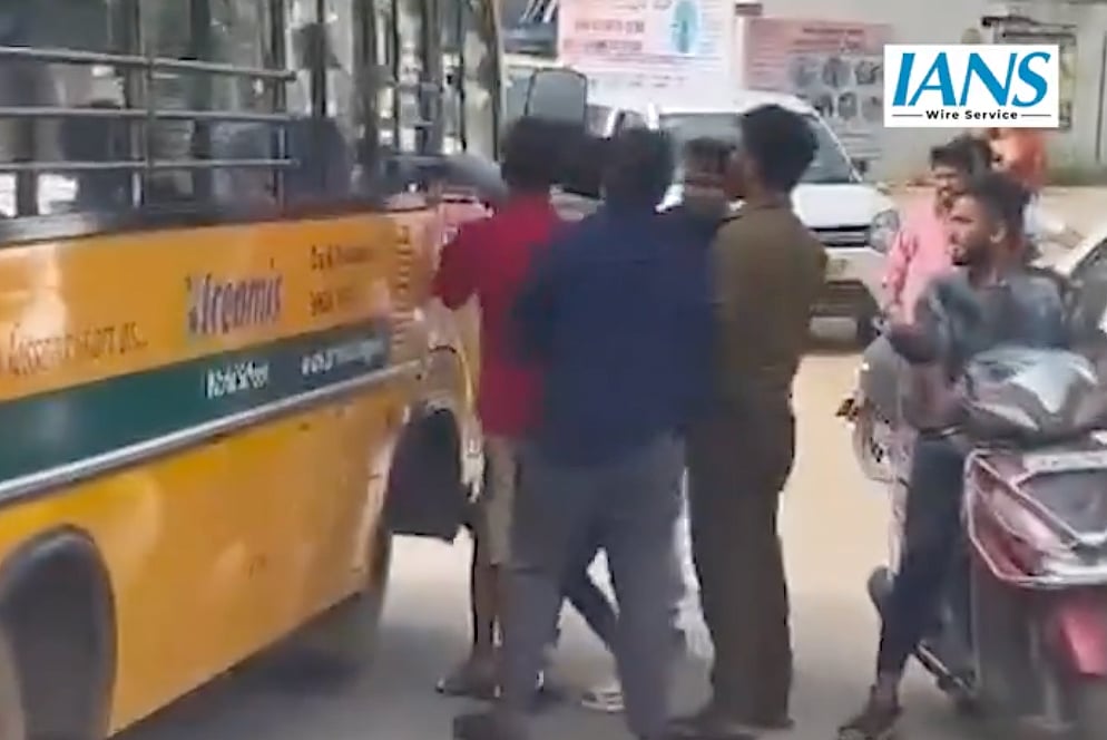 Treamis School bus was attacked by a men who got down from a Scorpio ...