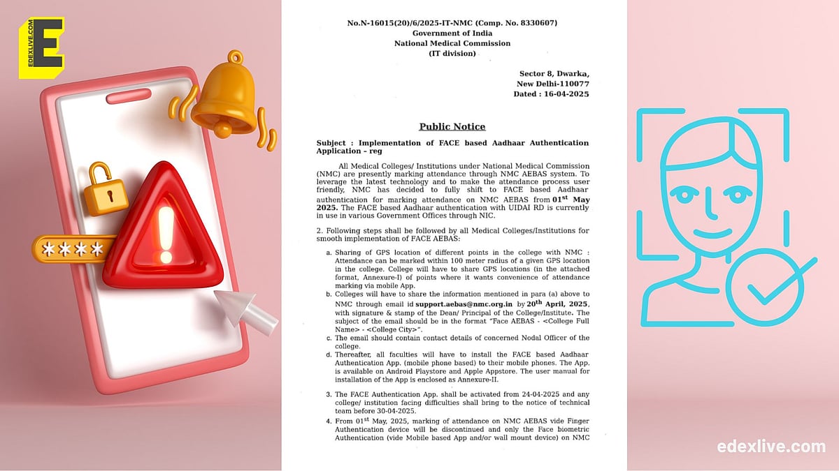 NMC has mandated face-based Aadhaar authentication for attendance for ...