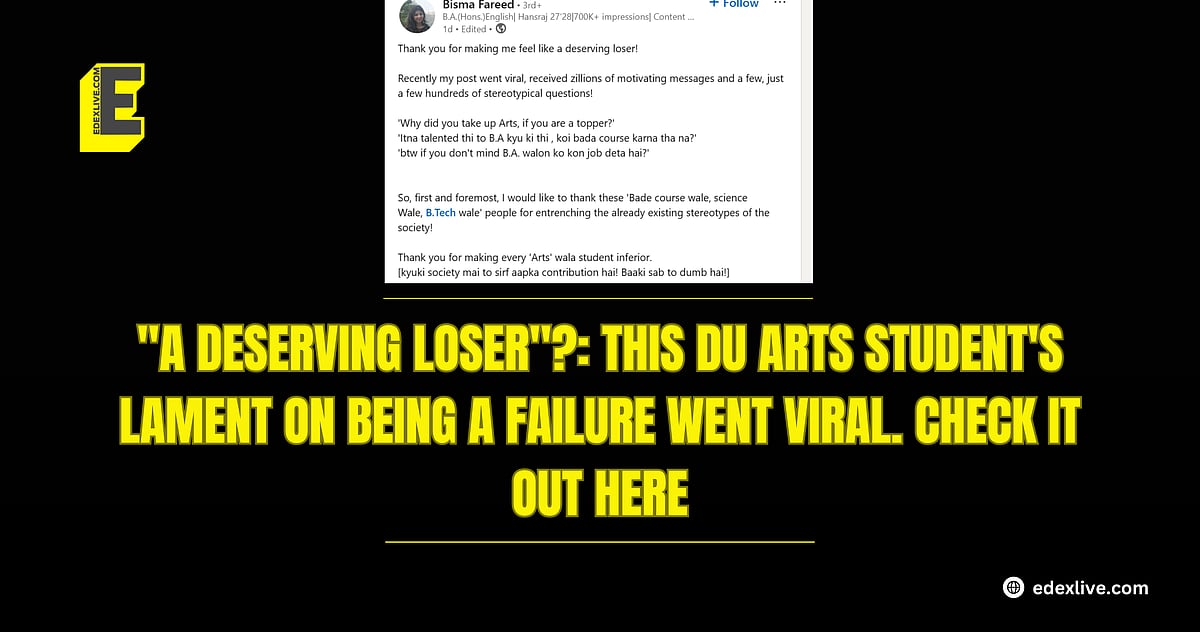 "A deserving loser"?: This DU Arts student's lament on being a failure ...