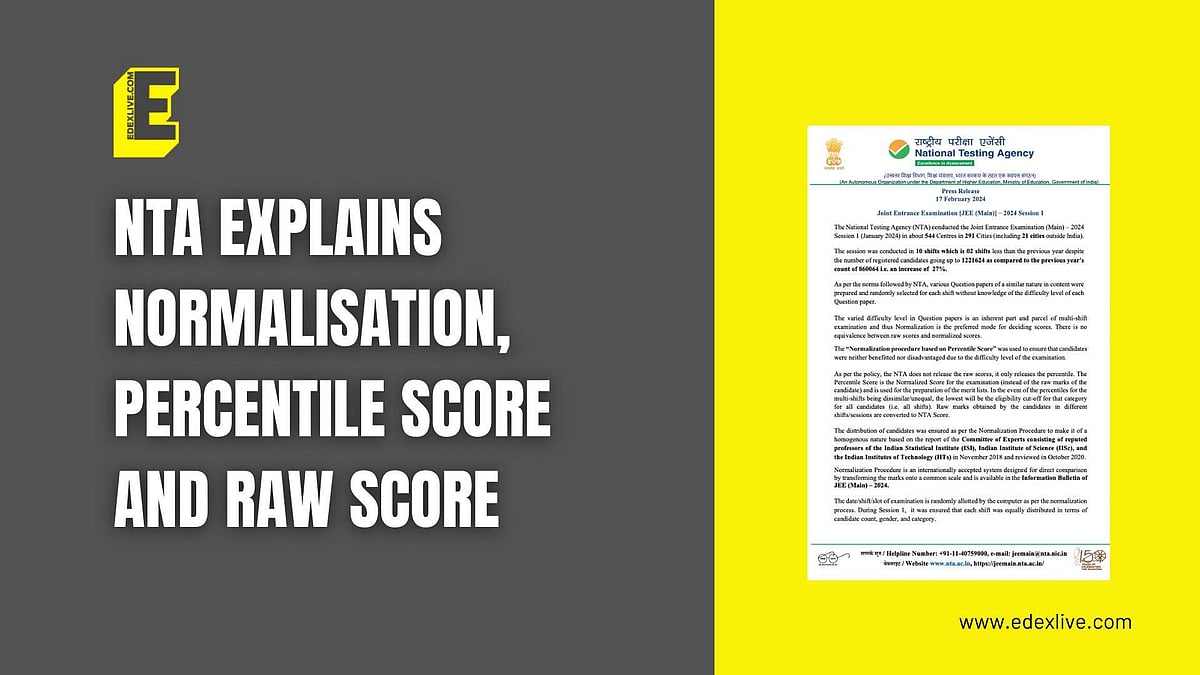 JEE Main: Normalisation procedure, percentile score, raw score — as explained by NTA